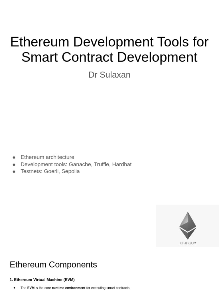 1-2 Ethereum Development Tools For Smart Contract Development | PDF ...