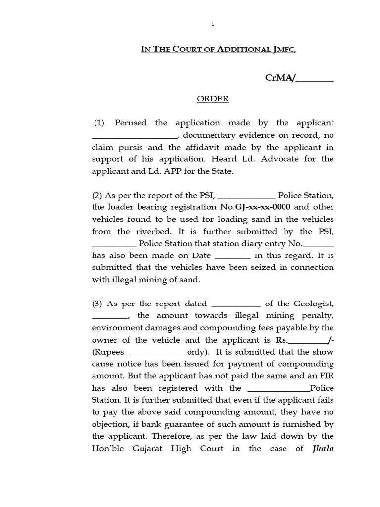 CrMA 11 of 2010 Mines and Minerals Act Chaman Dayabhai Vaghamashi | PDF ...