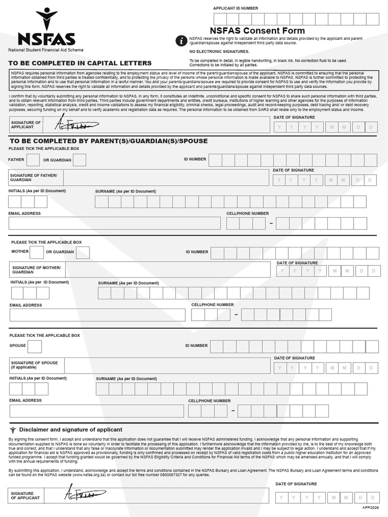 NSFAS 2026 Applications Consent Form - Final - 102801 | PDF