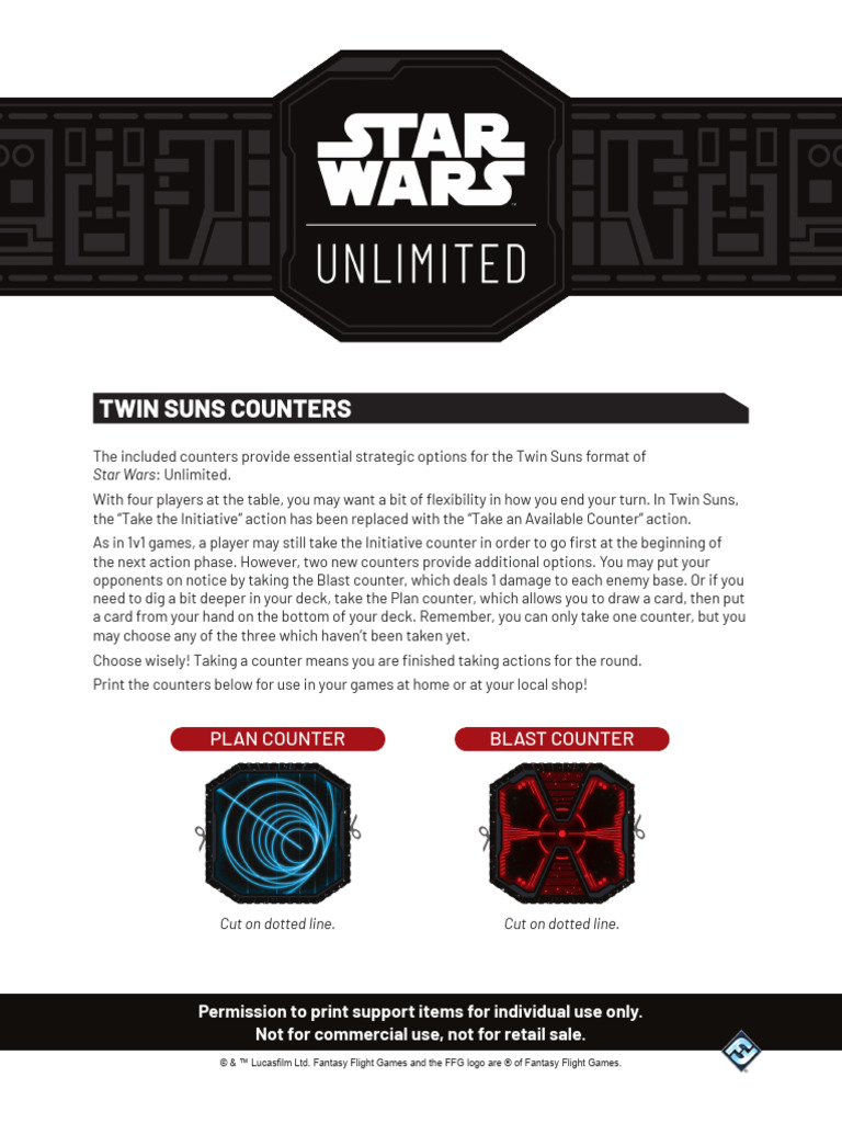 Twin Suns Counters for Star Wars: Unlimited | PDF