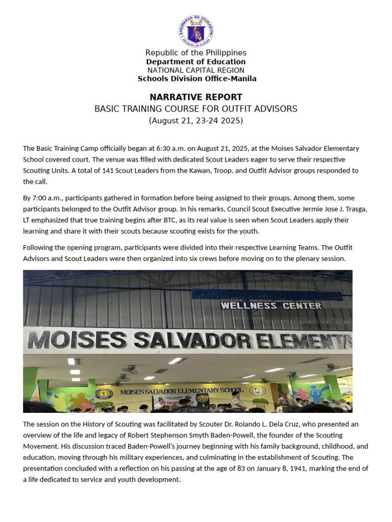 Basic Training Course for Outfit Advisors | PDF | Scouting | Youth ...