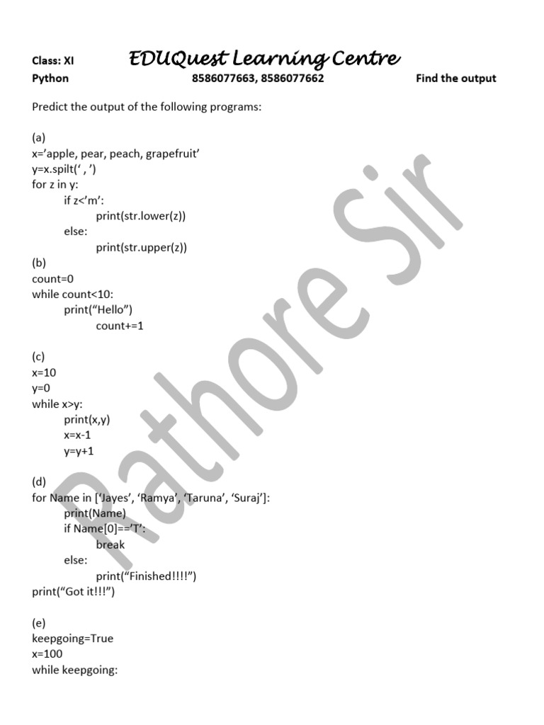 Python Program Output Predictions | PDF | Fruit | Edible Fruits
