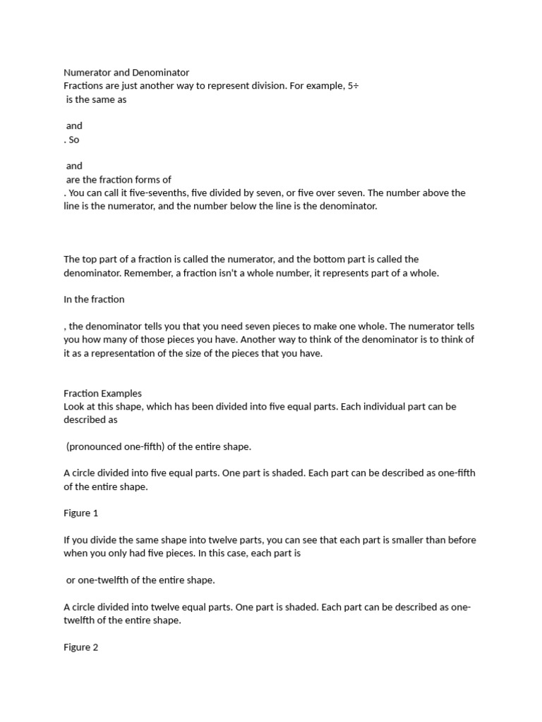 Understanding Numerators and Denominators | PDF | Arithmetic ...