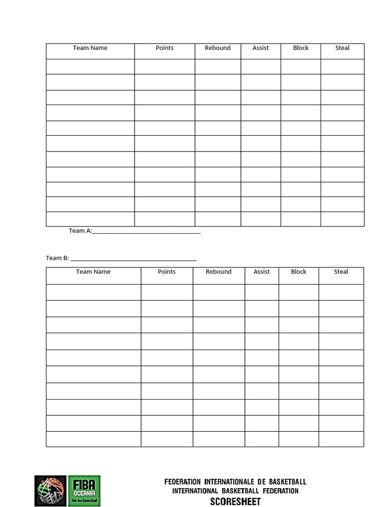Basketball Scoresheet | PDF