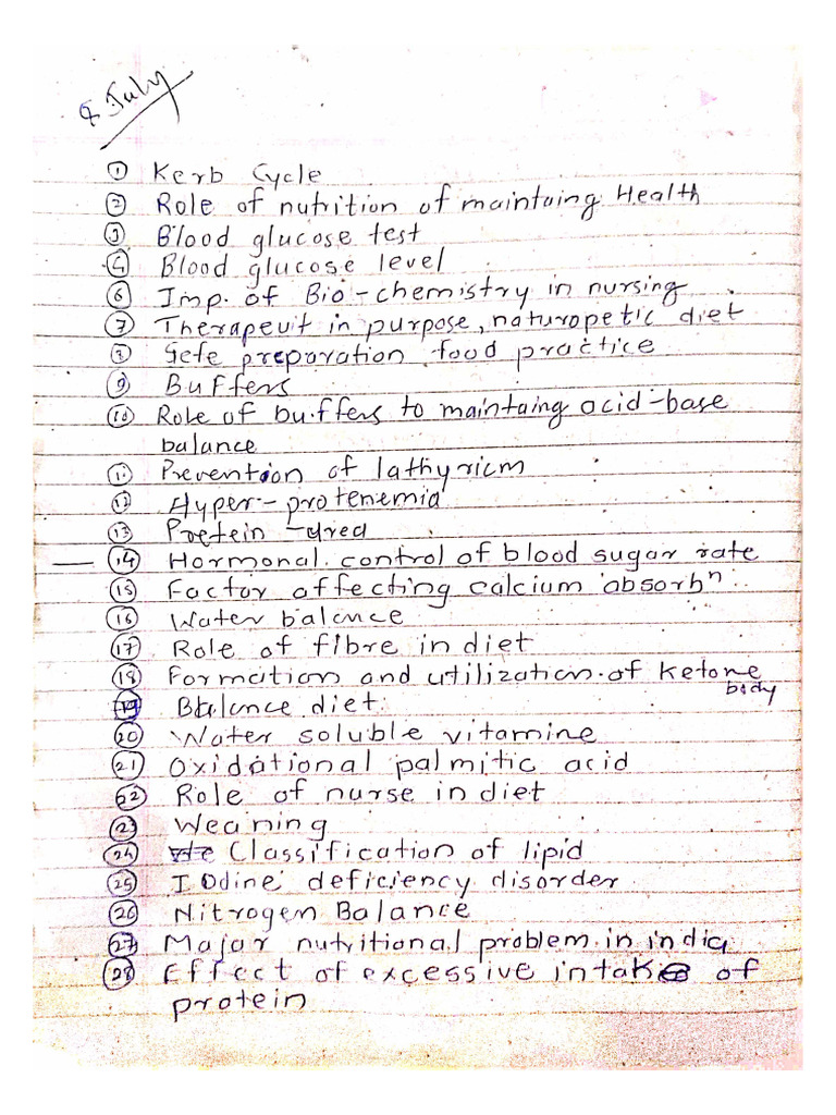 Nutrition & Biochemistry IMP Questions | PDF