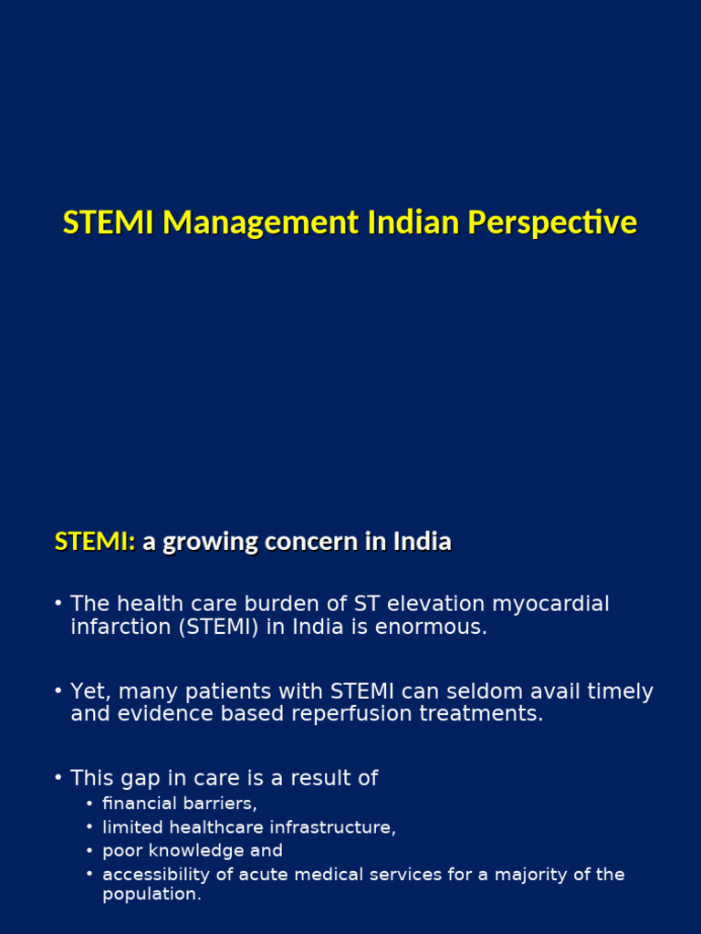 STEMI Management Indian Perspective | PDF | Myocardial Infarction ...