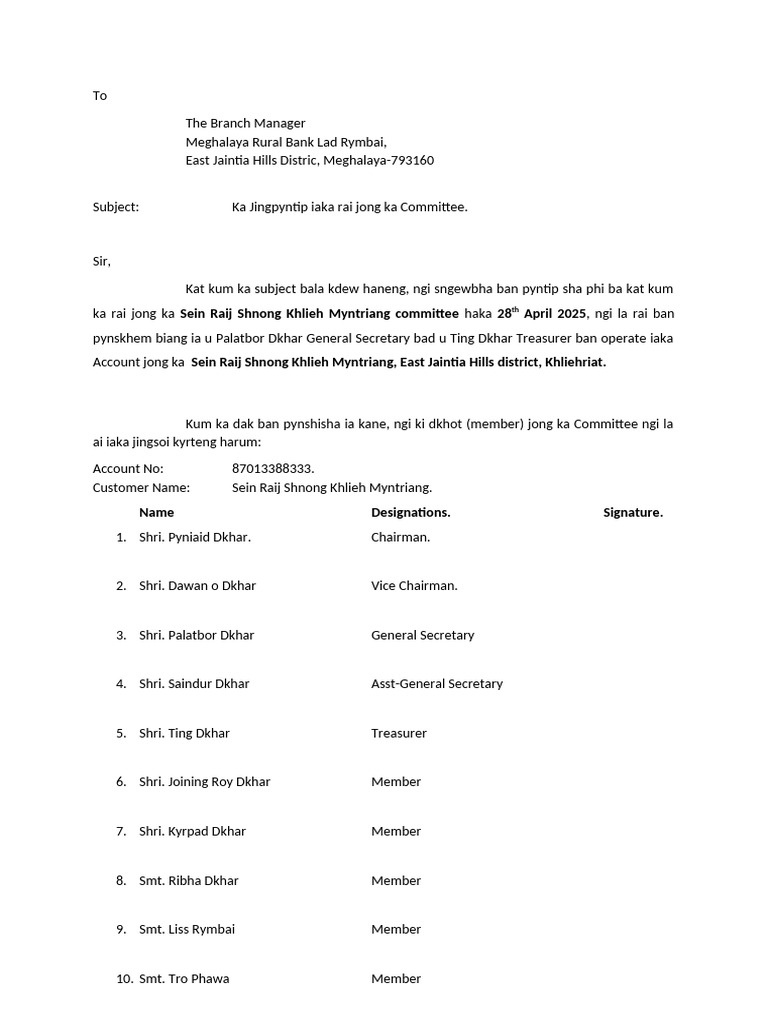 Committee Account Confirmation Letter | PDF