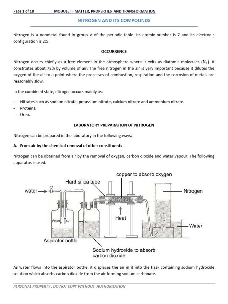 Nitrogen and Its Compounds - 2018 | PDF | Nitrogen | Nitric Acid