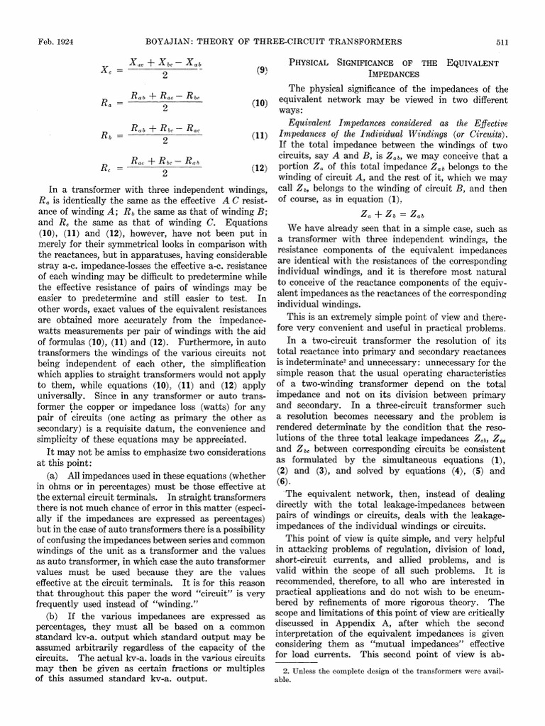 Three-Circuit Transformer Impedance Analysis | PDF | Transformer ...