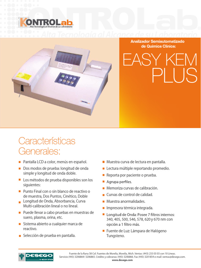 Analizador Semiautomatizado EASY KEM PLUS | PDF