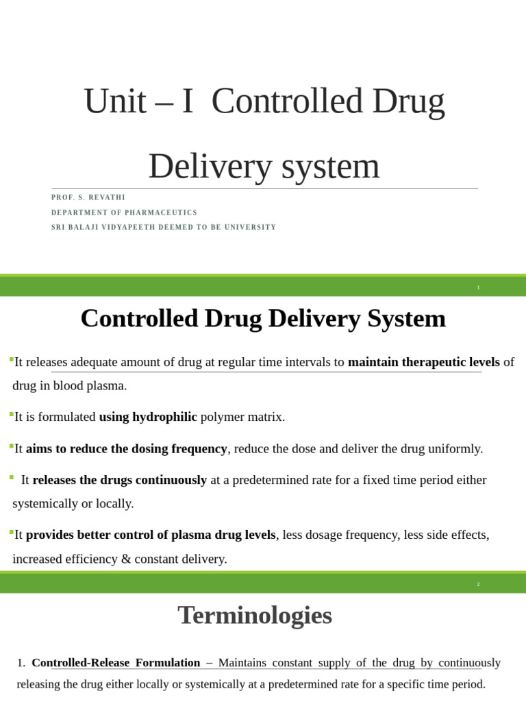 Controlled Drug Delivery Systems Explained | PDF | Dose (Biochemistry ...