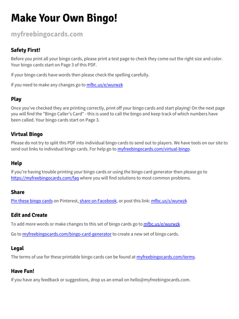 BINGO 3-Make Your Own Bingo | PDF | Play (Activity) | Gaming