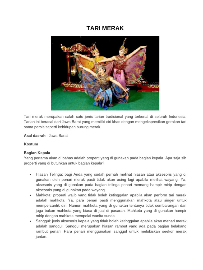 Gerakan dan Kostum Tari Merak | PDF