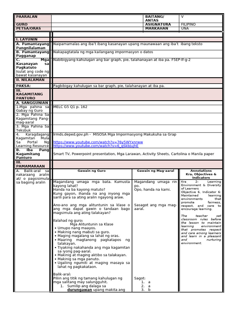 Filipino 5 Q1 - Grap, Talahanayan at Iba Pa | PDF