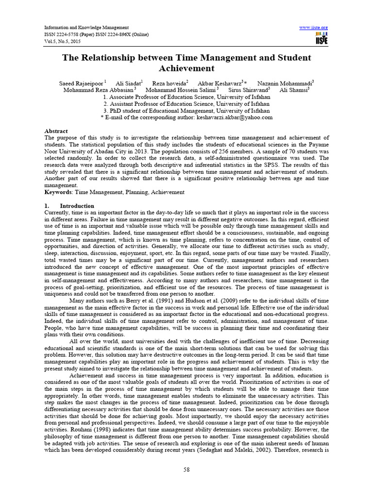 The Relationship Between Time Management | PDF | Statistics