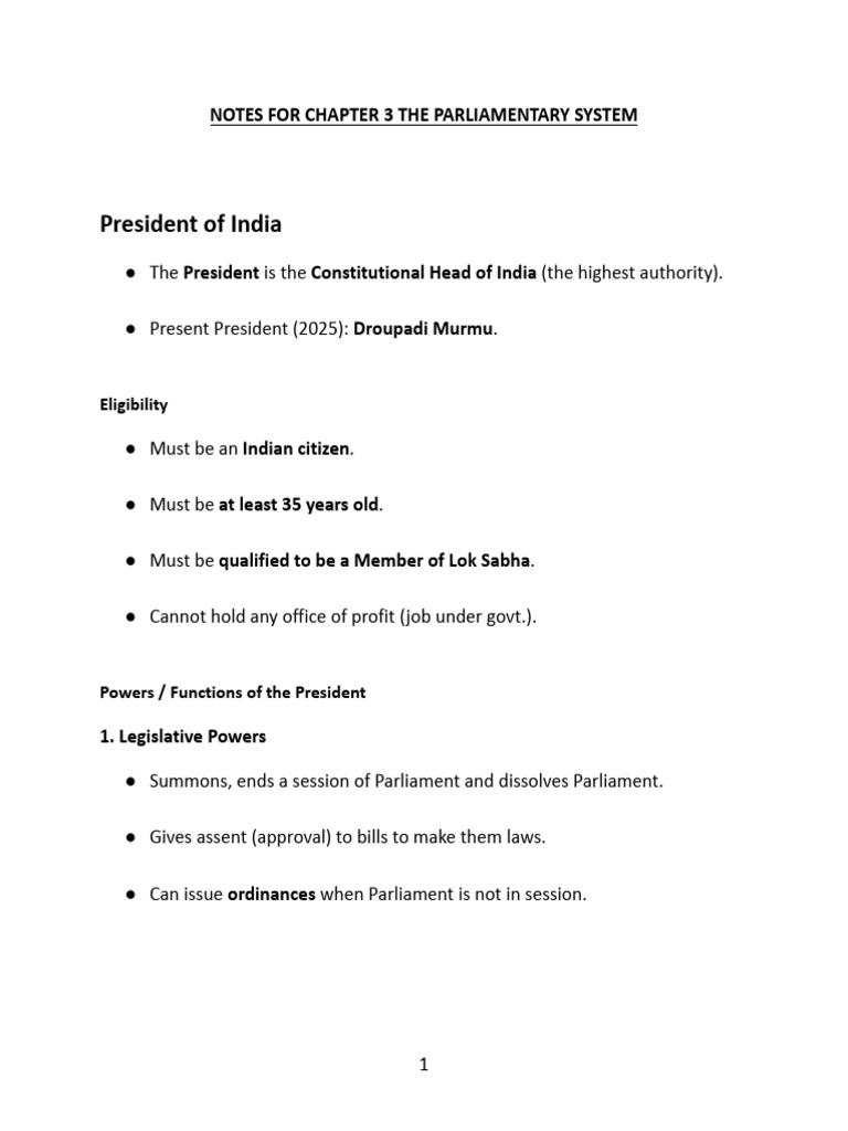Overview of India's Parliamentary System | PDF | Government Of India ...