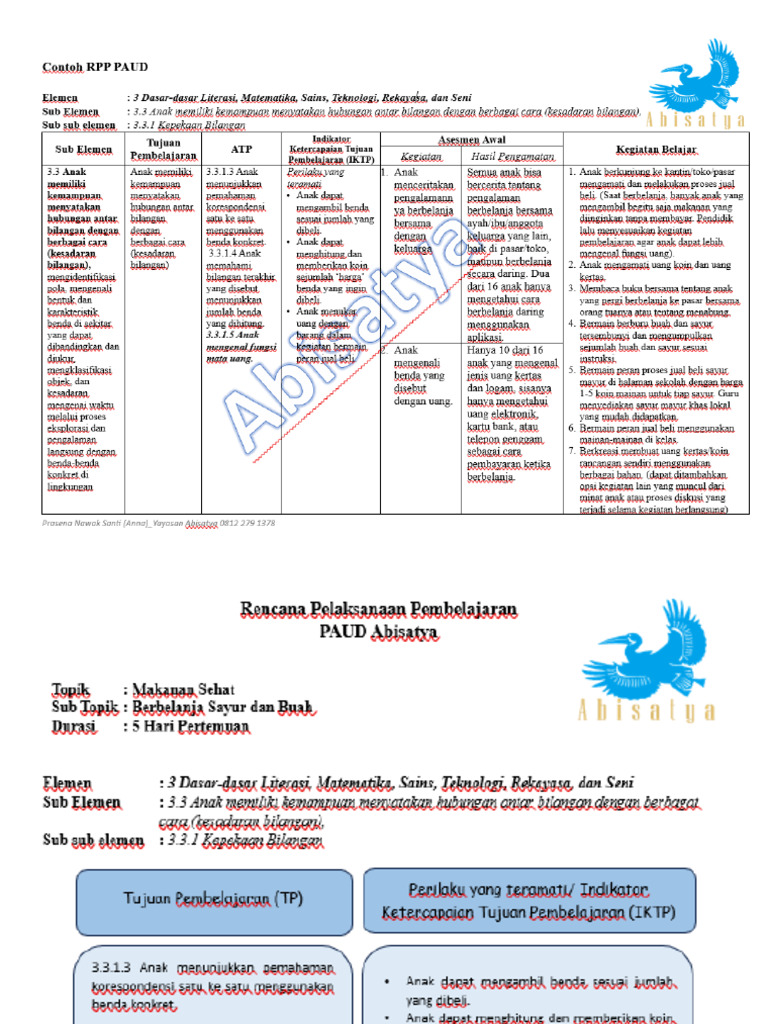 Contoh RPP PAUD - PST | PDF