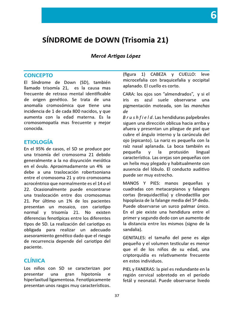 Síndrome de Down: Trisomía 21 y Características | PDF | Síndrome de ...