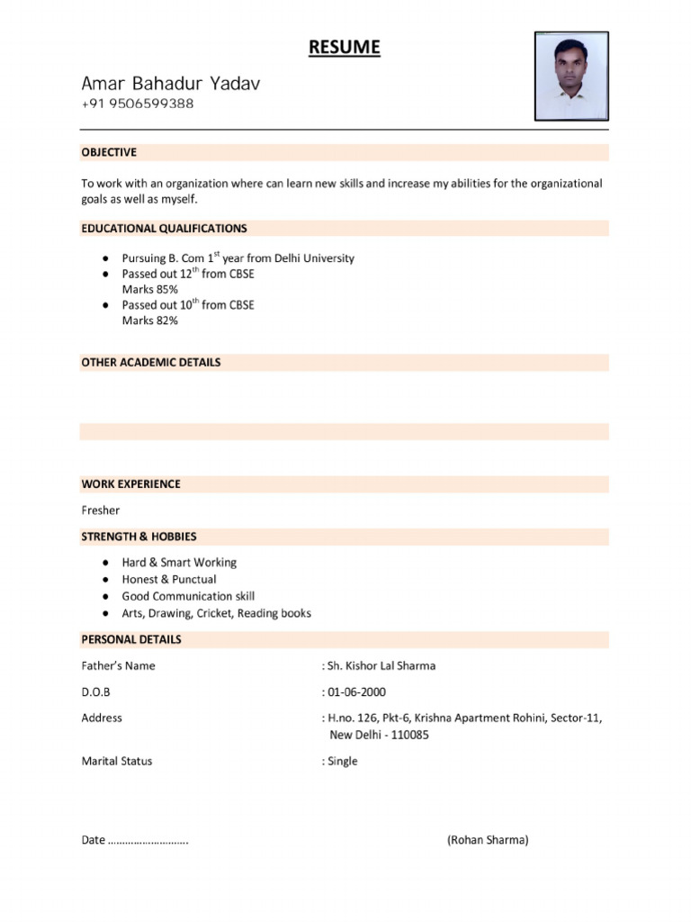 RESUME FORMAT - Image-Only Version | PDF