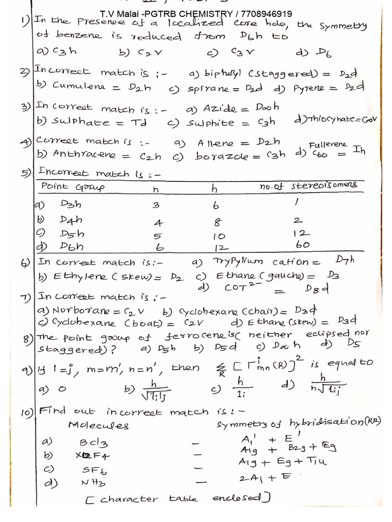 4 PGTRB Chemistry Unit 4 Model Question Paper English Medium | PDF