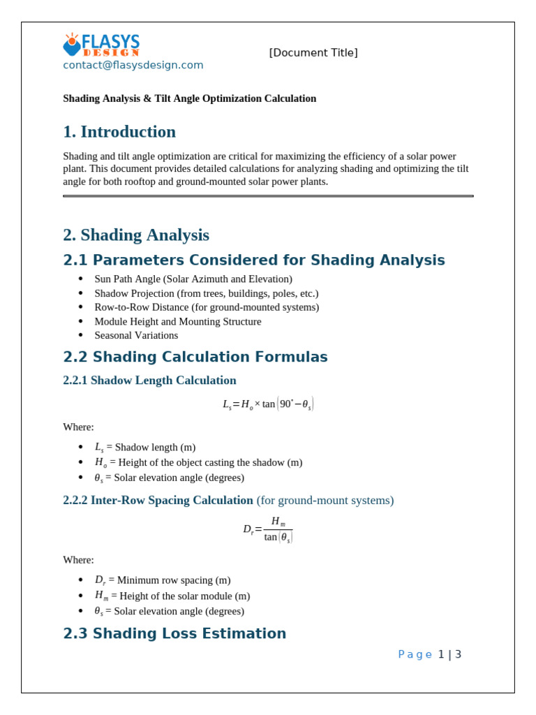 Shading & Tilt Angle Optimization Guide | PDF | Sun | Solar Energy