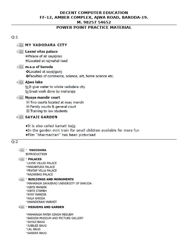 Power Point Practice Material 2023 | PDF