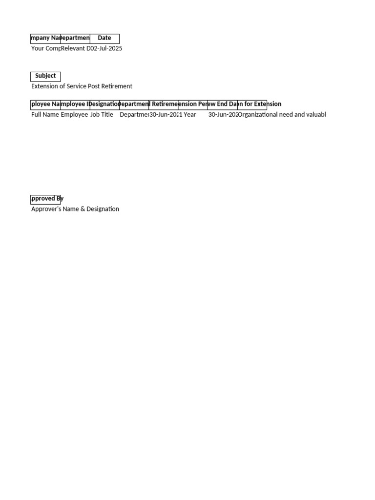 Retirement Extension Format | PDF