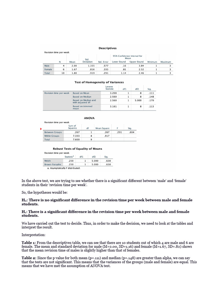 One-Way ANOVA Note | PDF