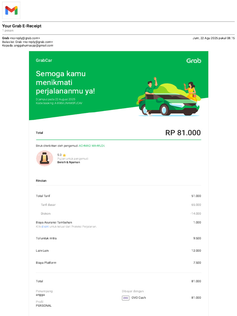 Gmail - Your Grab E-Receipt | PDF