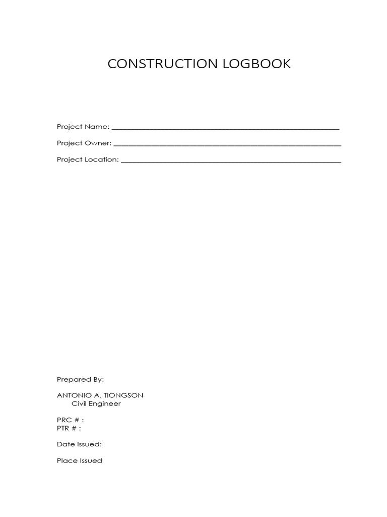 Construction Logbook Antonio | PDF