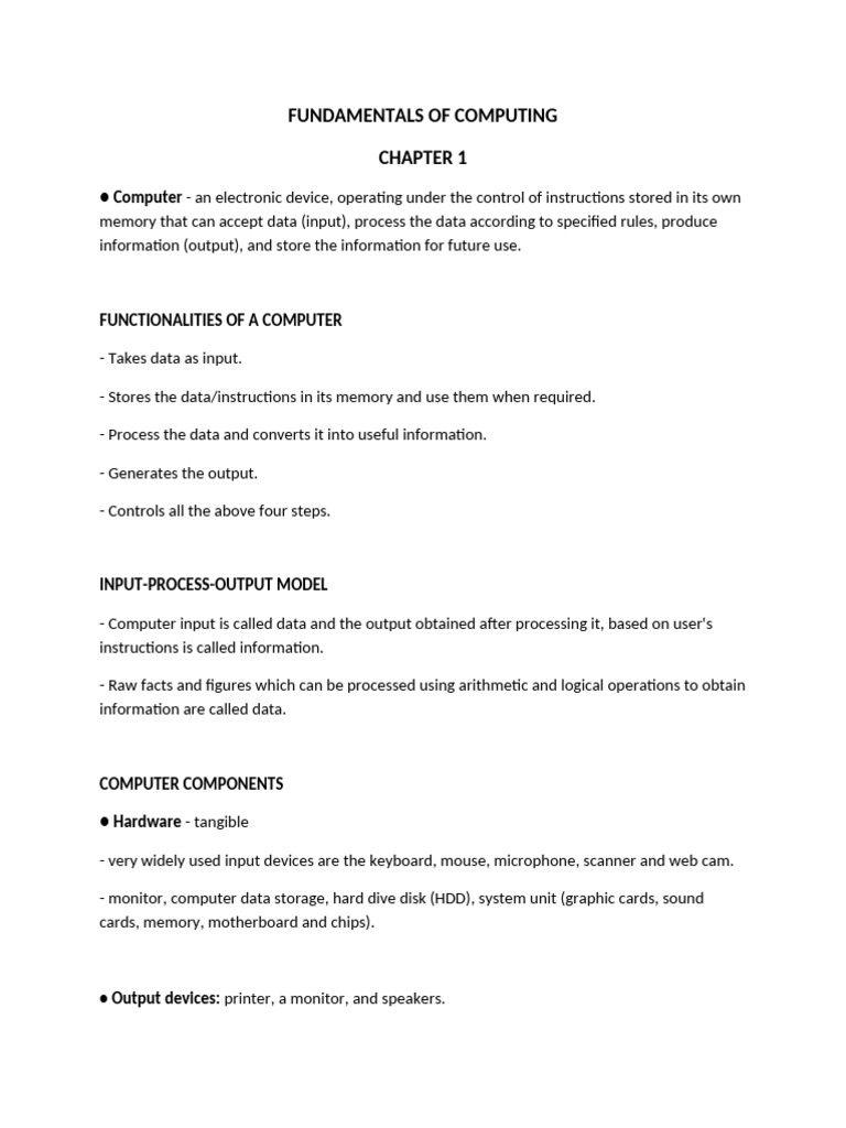 Fundamentals of Computing | PDF | Computer Data Storage | Printer (Computing)