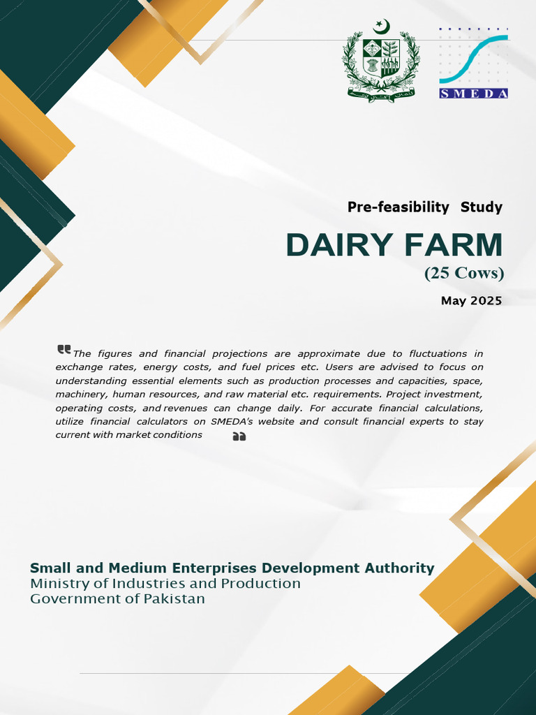 Dairy Farm Pre-Feasibility Study 2025 | PDF | Dairy Cattle | Dairy Farming