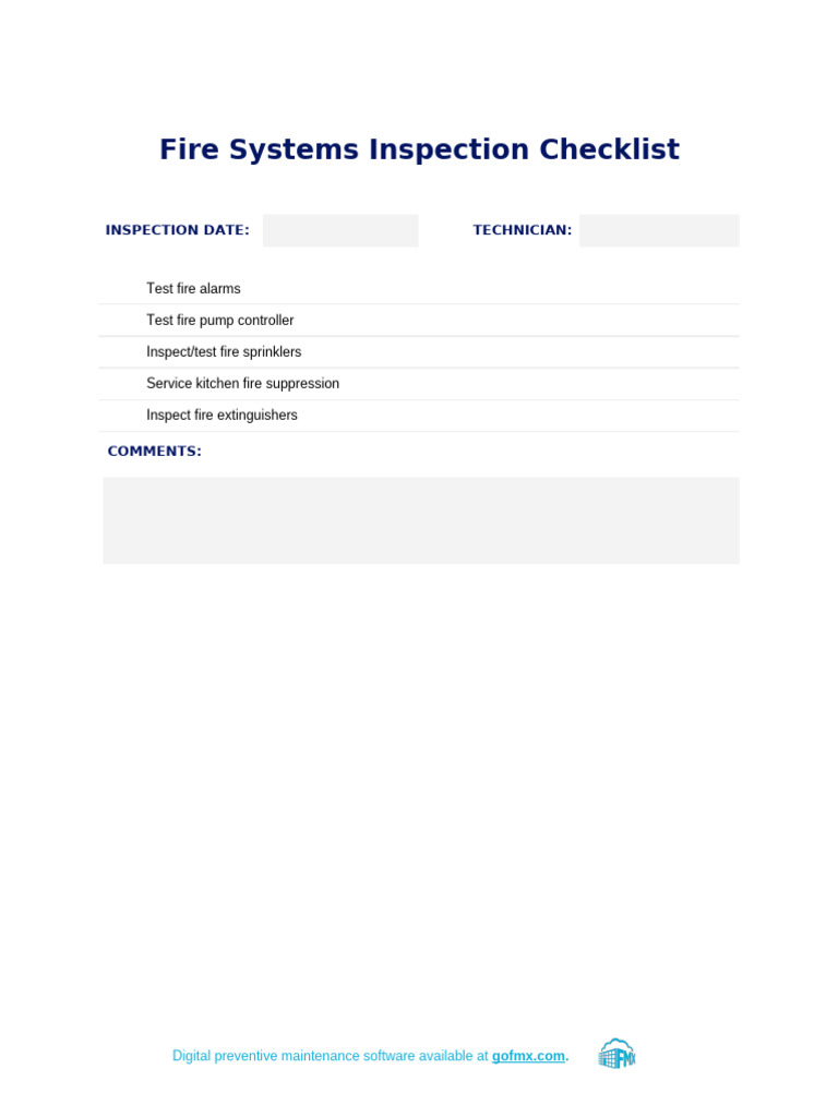 Fire Systems Inspection Checklist | PDF