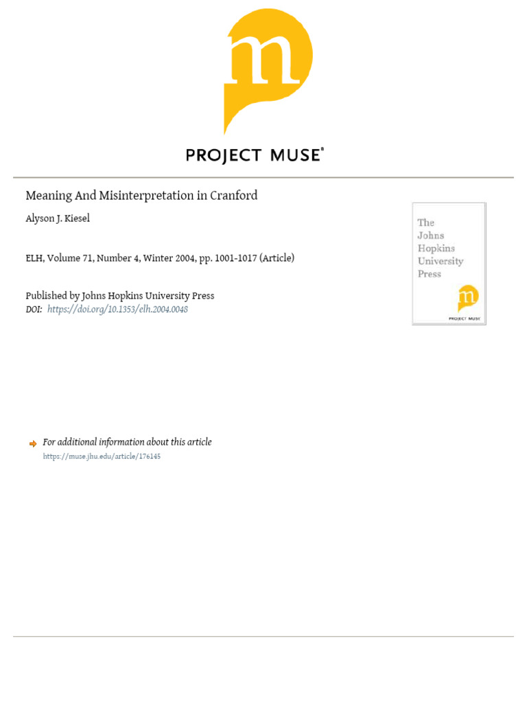 Misinterpretation Themes in Cranford | PDF