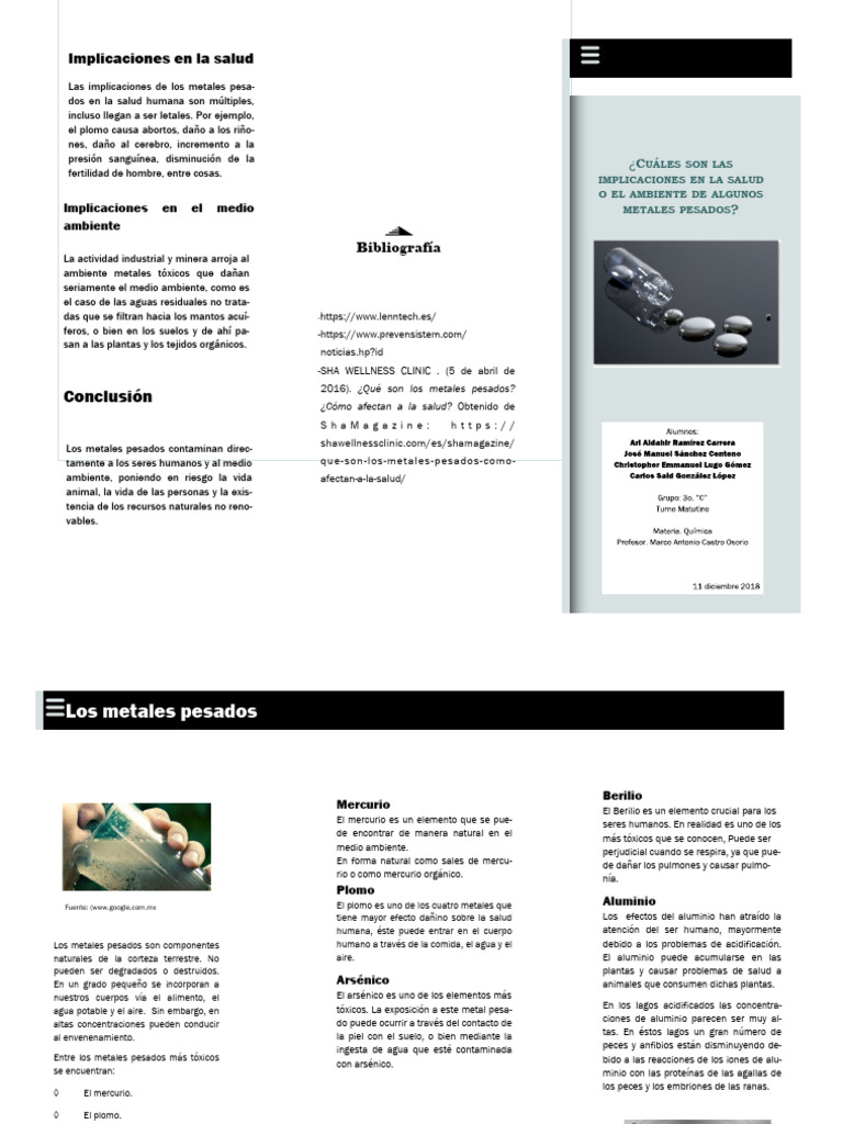 Efectos de los Metales Pesados en Salud | PDF | Arsénico | Materiales