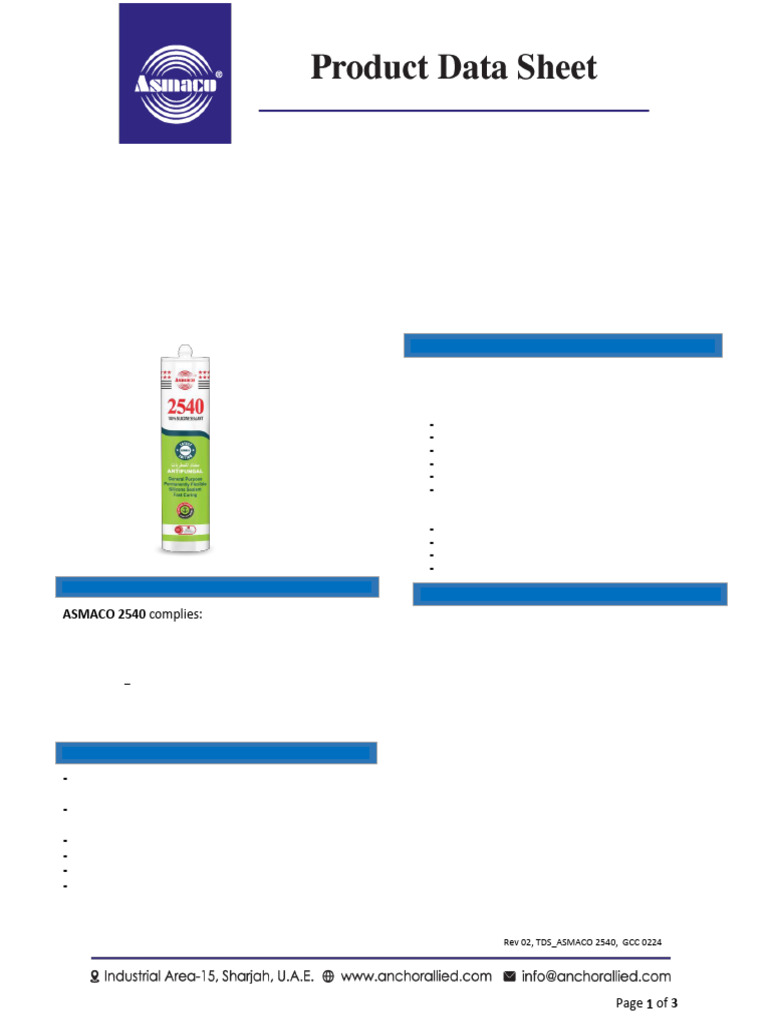 ASMACO 2540 Silicone Sealant Guide | PDF | Silicone | Building Materials
