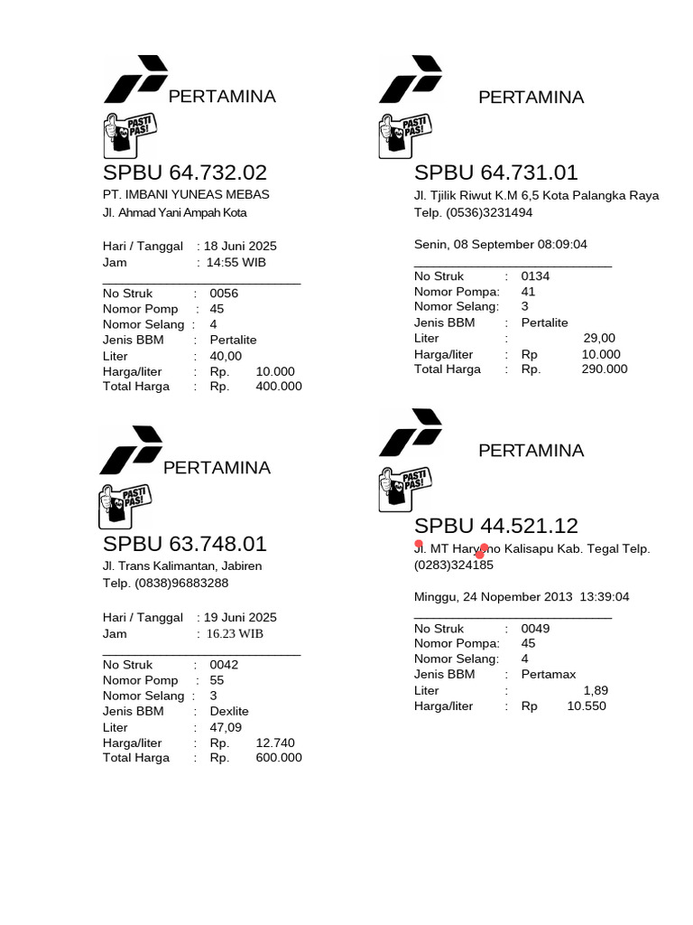 Contoh Nota Pembelian Bensin | PDF