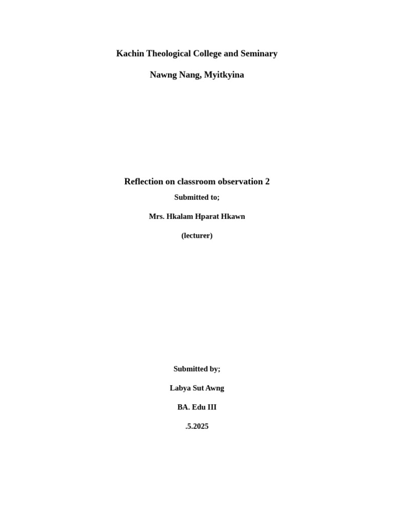 Classroom Observation Reflection: Business Management | PDF | Teachers ...
