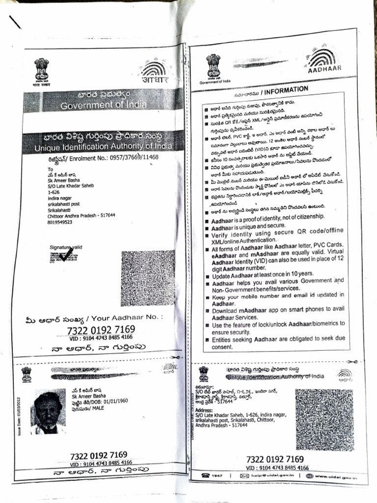 Aadhaar Identity Verification Guide | PDF | Identity Document ...