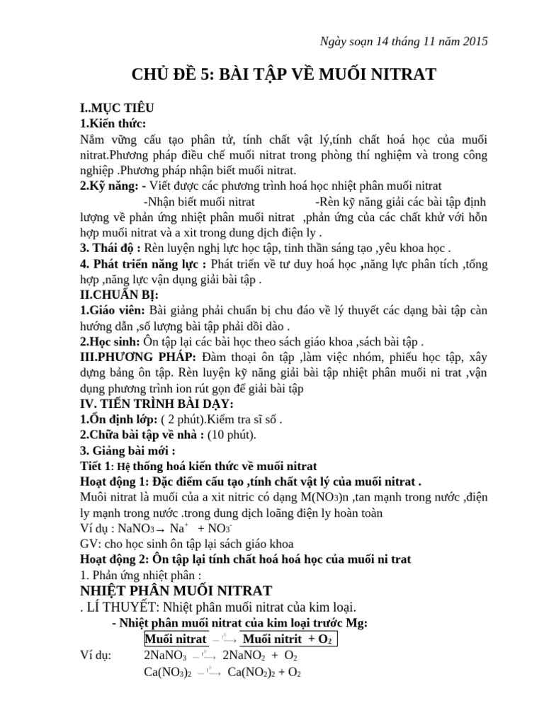 Chu de 5 Bai Tap Muoi Nitrat Phan Tho Nhat Huong Khe | PDF
