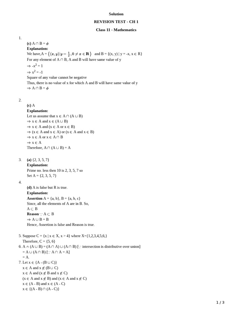 Rev Test Xi CH 1 Solution | PDF | Chess Theory | Chess