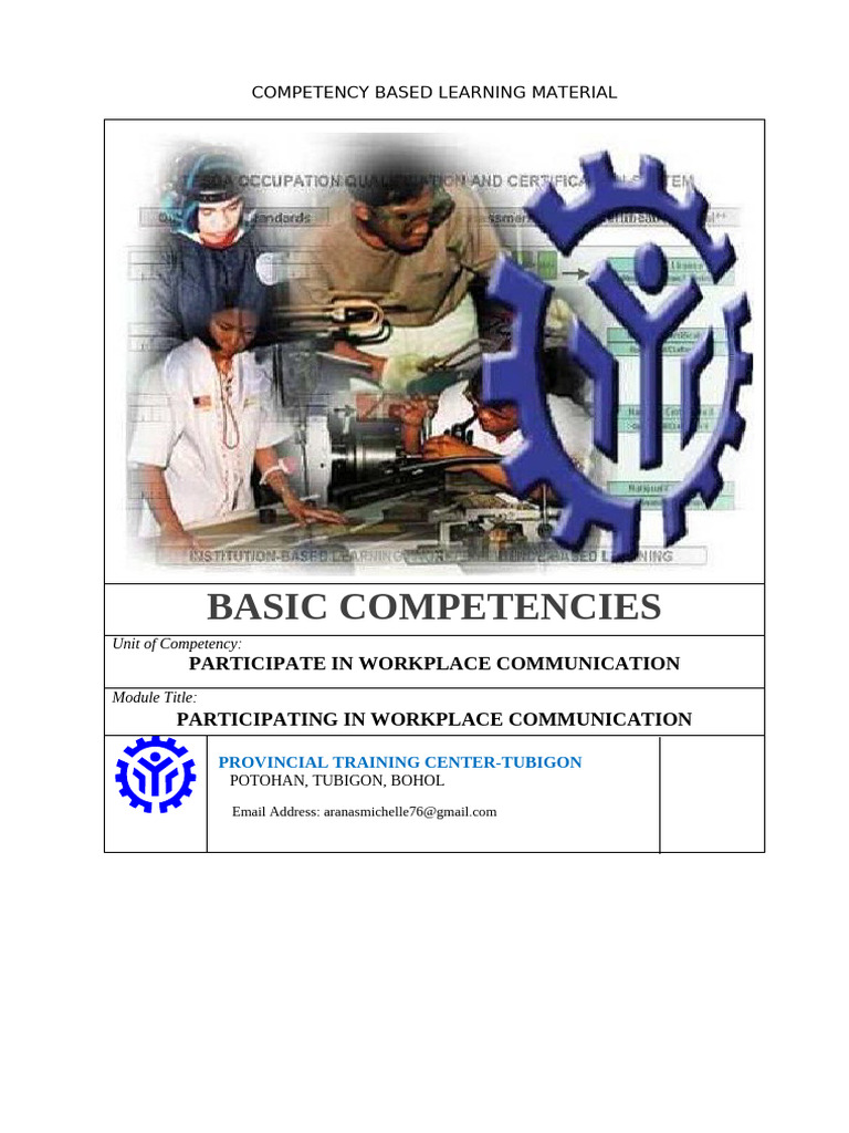 1. Cblm Participate in Workplace Communication (1) | PDF | Communication | Nonverbal Communication