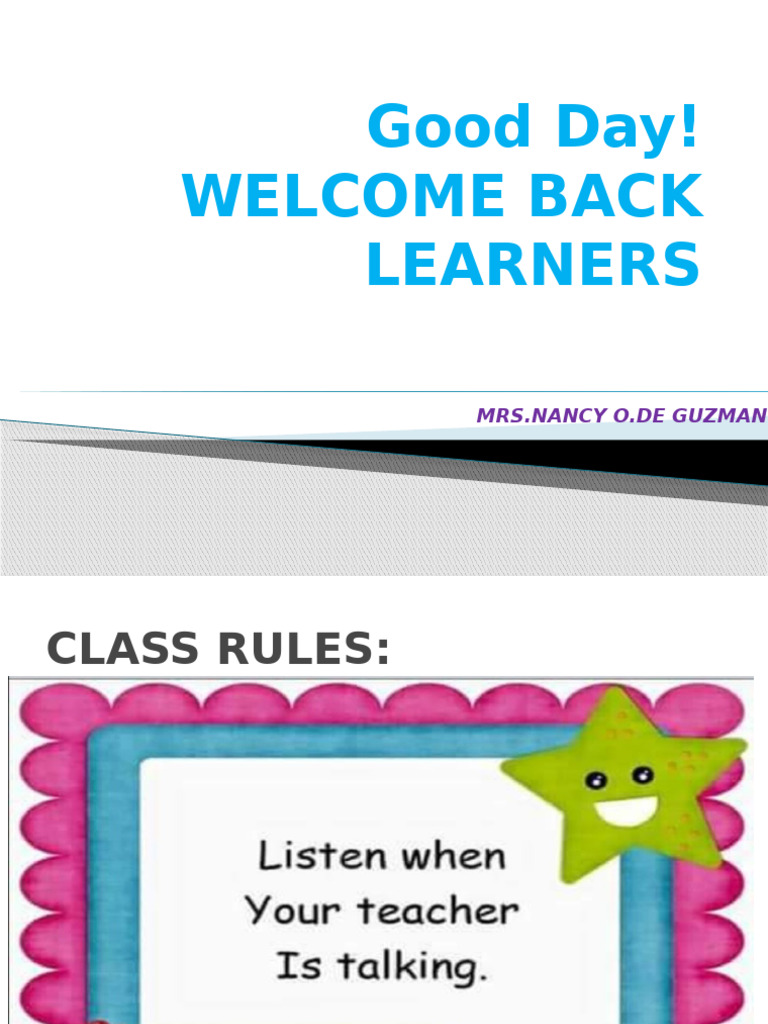 Welcome Back | PDF