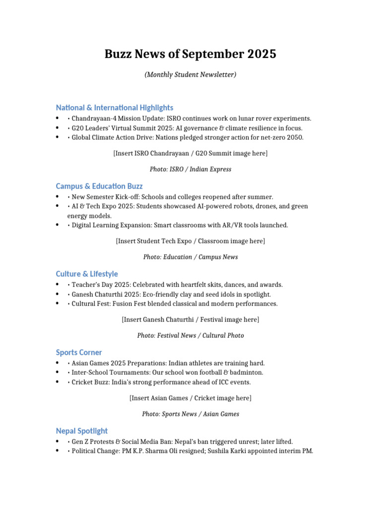 September 2025 Student Newsletter Highlights | PDF