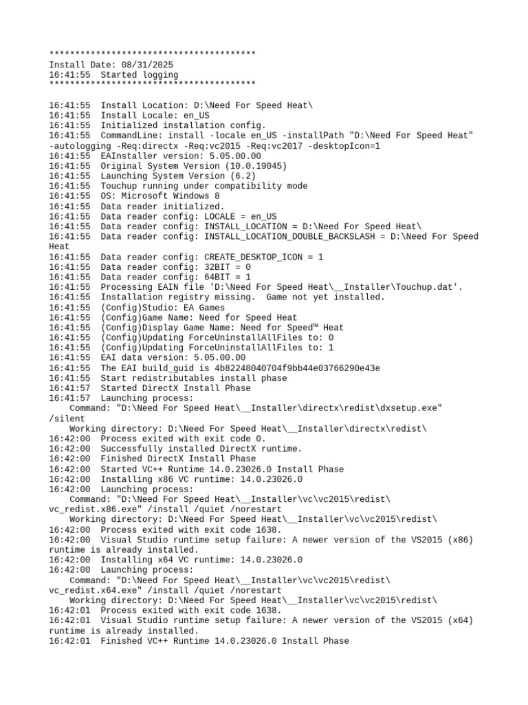 Need for Speed Heat Installation Log | PDF | Microsoft Software | Ibm ...