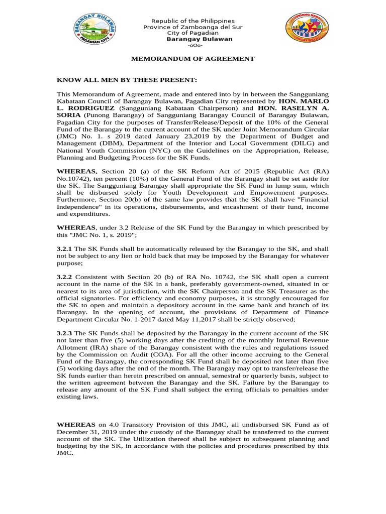 SK Bulawan Memorandum | PDF | Government