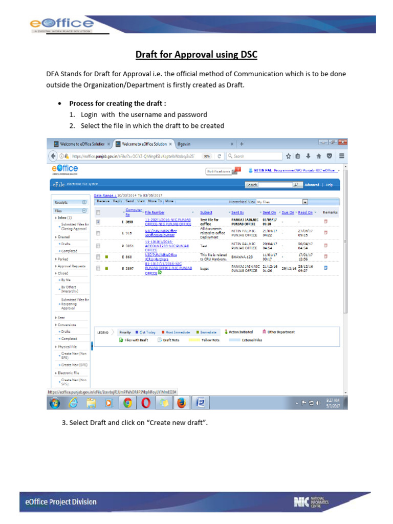 Draft Approval Process with DSC Guide | PDF | Button (Computing) | User ...