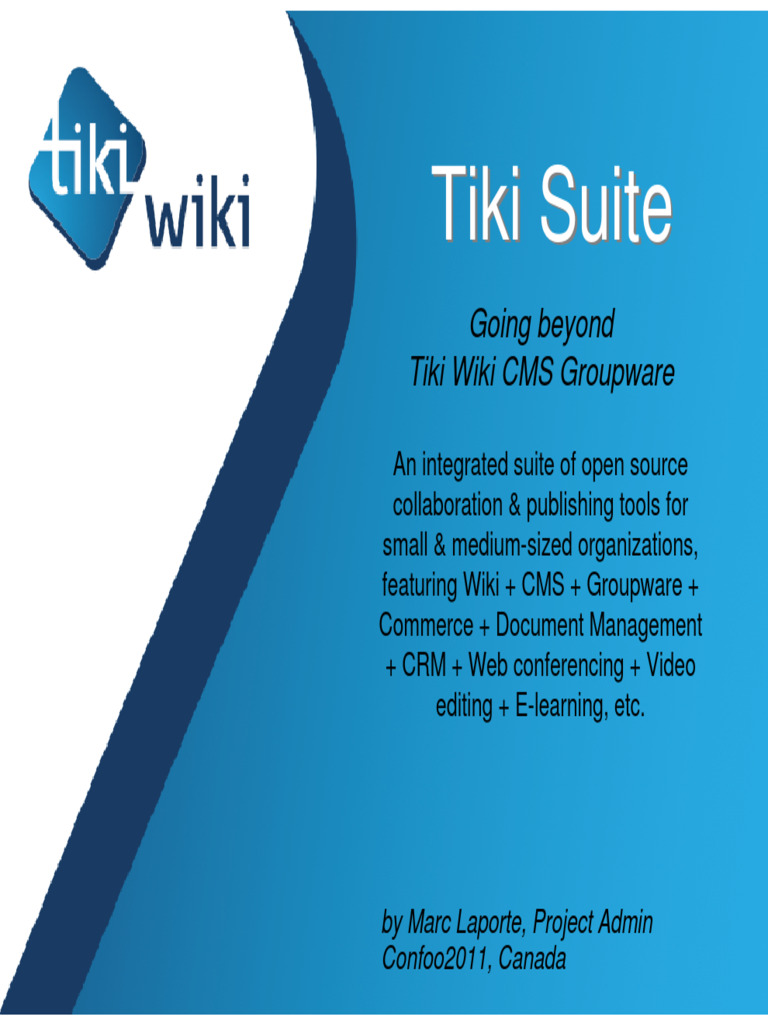 Tiki Suite Presentation Confoo2011 | PDF | Internet Forum | Wiki