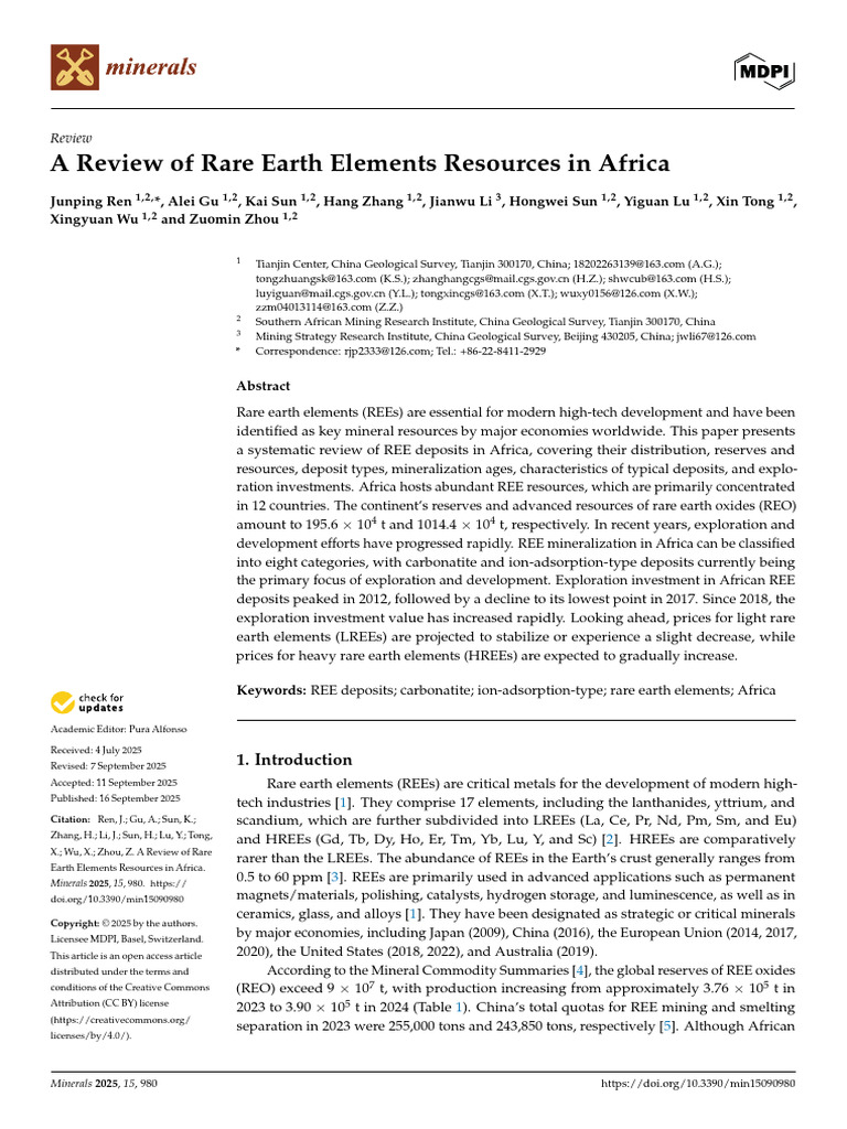 Rare Earth Elements Resources in Africa | PDF | Magma | Rocks