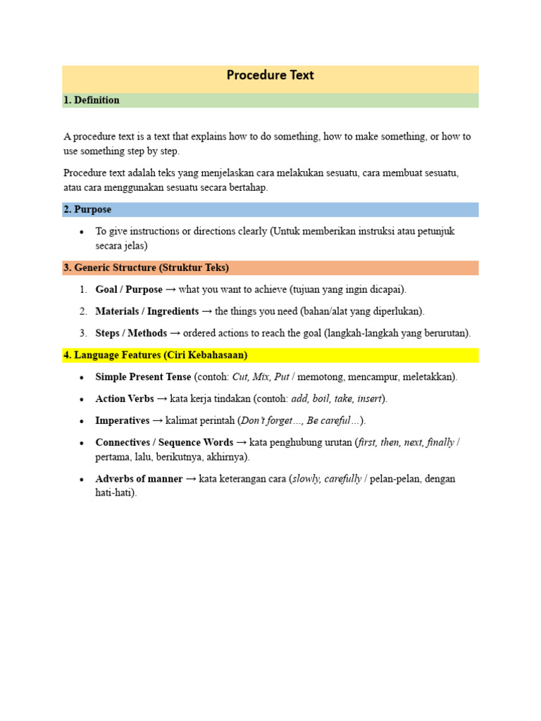 Understanding Procedure Texts Explained | PDF | Adverb | Part Of Speech